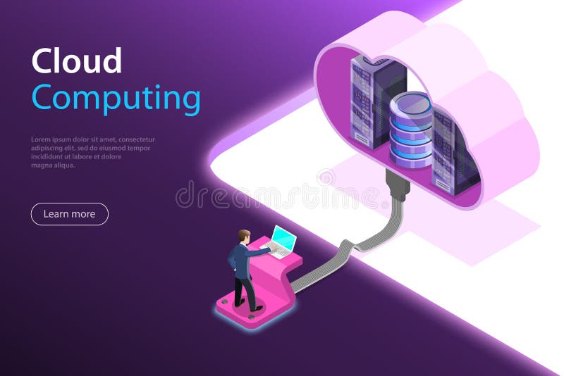 Cloud Computing Technology Isometric Flat Vector Concept. Stock Vector - Illustration of paas ...
