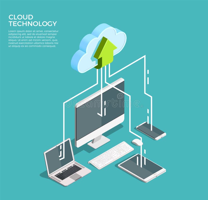 Cloud Computing Technology Isometric Poster Stock Vector - Illustration ...