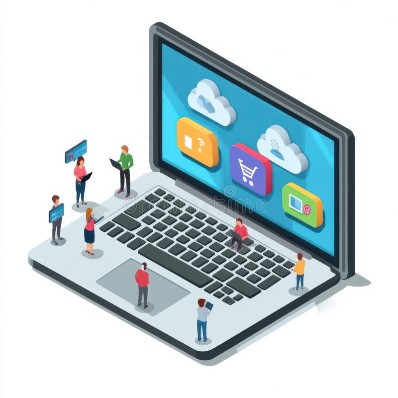 Cloud Computing Technology Laptop People Digital World Network Online ...