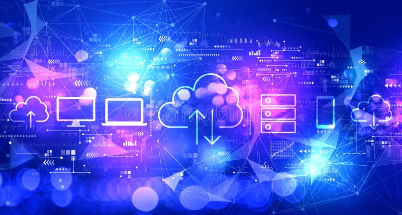 Cloud Computing with Technology Light Background Stock Photo - Image of ...