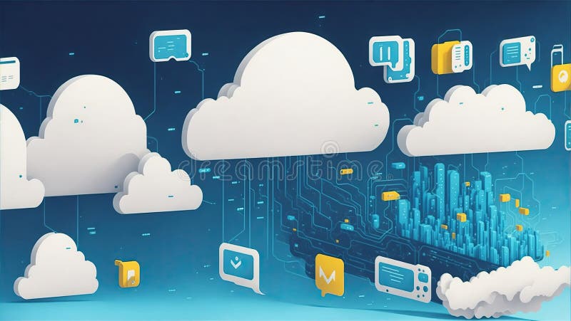 Cloud Computing Technology Modern Concept Digital Art Background. Stock ...