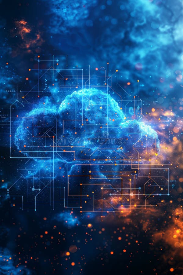 Cloud Computing Technology Network Connections Visual Cloud Shape Cyber Security Data
