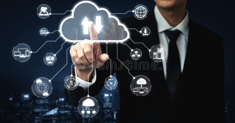 Cloud Computing Technology and Online Data Storage for Business Network Concept Stock Photo ...
