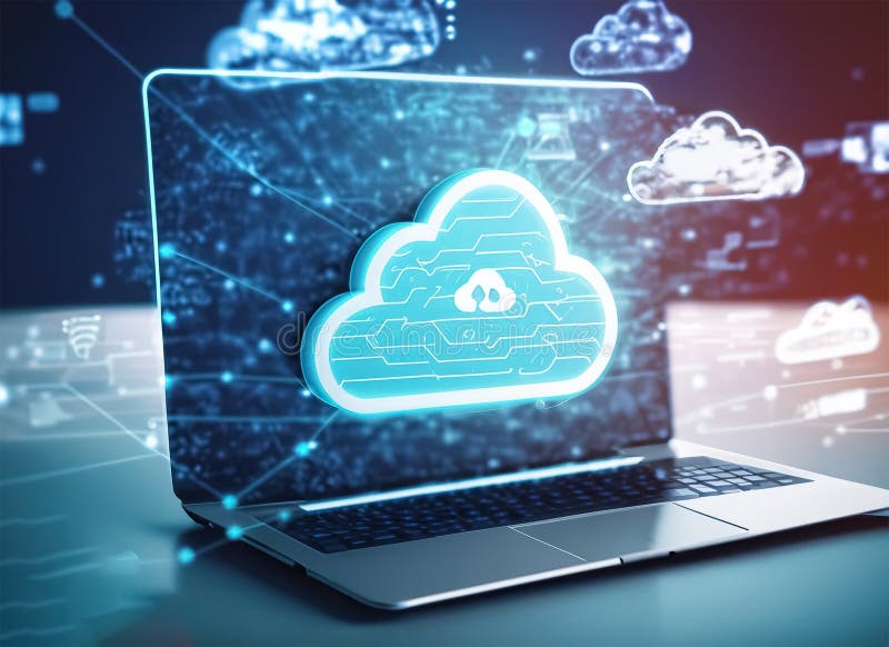 Cloud Computing Technology and Online Data Storage for Business Network Concept Computer ...