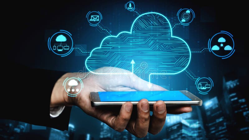 Cloud Computing Technology and Online Data Storage for Shrewd Business Network Concept Stock ...