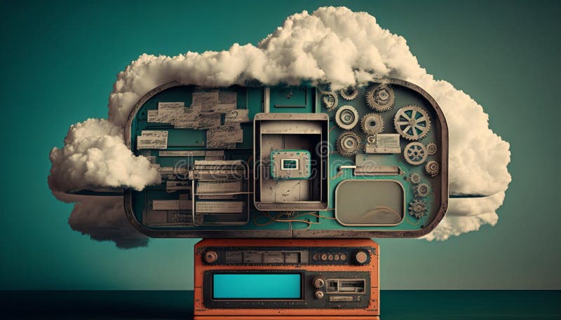 Cloud Computing Technology Retro Concept, Generative AI Stock ...