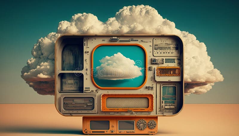 Cloud Computing Technology Retro Concept, Generative AI Stock ...