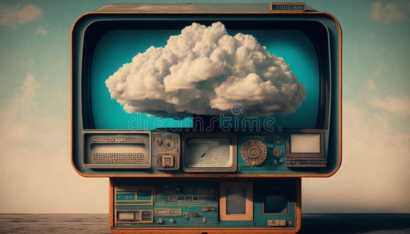 Cloud Computing Technology Retro Concept, Generative AI Stock ...