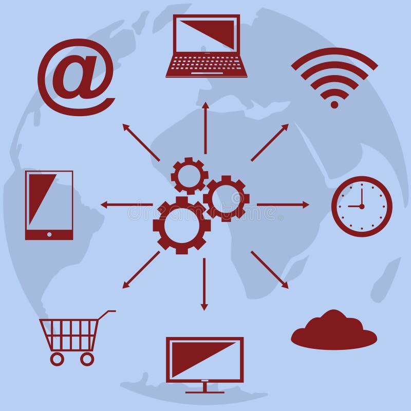 Computing Technology Scheme with Icons. Stock Vector - Illustration of ...