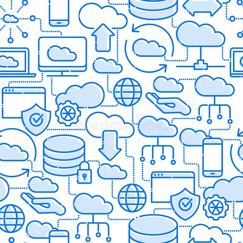 Cloud Computing Technology Seamless Pattern Stock Vector - Illustration ...