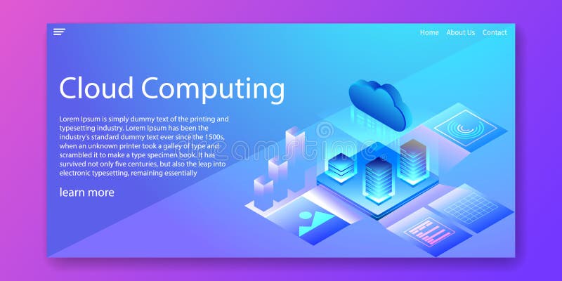 Cloud Computing Technology, Server Network Mainframe Isometric Concept.Web Template Design Stock ...