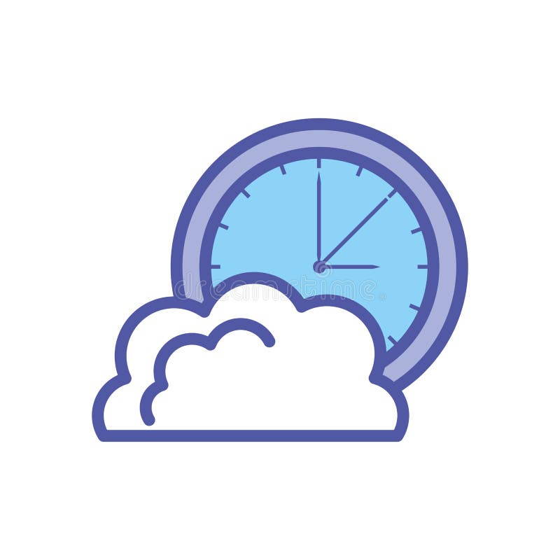 Cloud Computing Technology with Time Clock Stock Illustration - Illustration of online, time ...