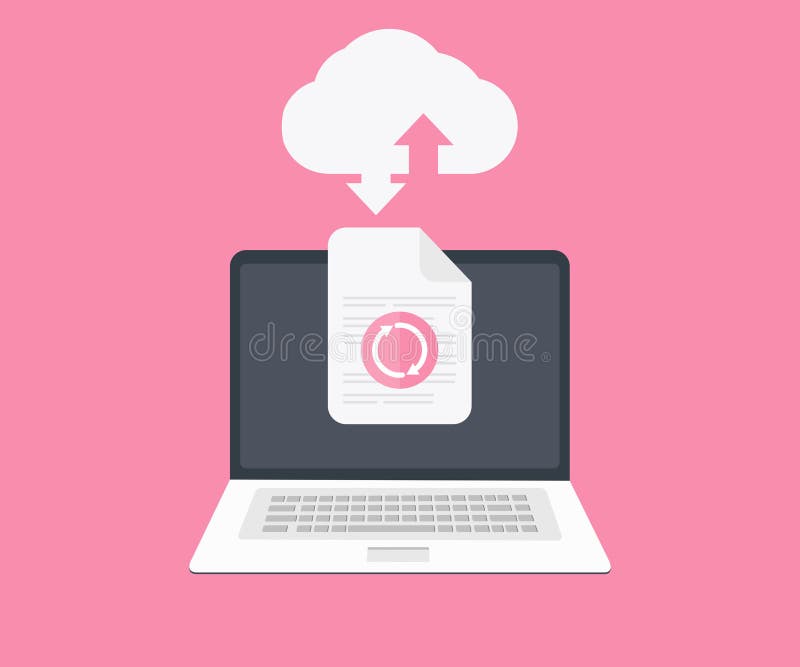 Cloud Computing Technology. Upload and Download Files, Using Laptop ...
