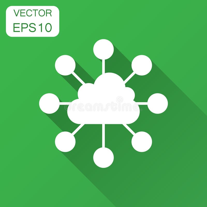 Cloud Computing Technology Vector Icon in Flat Style. Laptop Screen ...