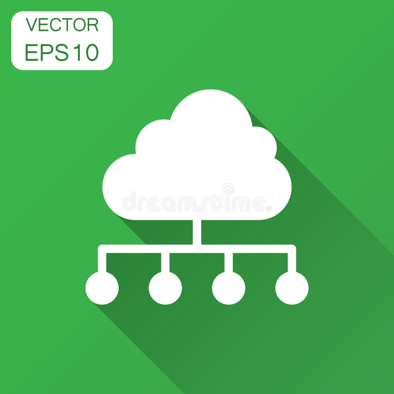 Cloud Computing Technology Vector Icon in Flat Style. Laptop Screen on ...