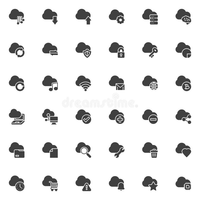 Cloud Computing Technology Vector Icons Set Stock Vector - Illustration ...