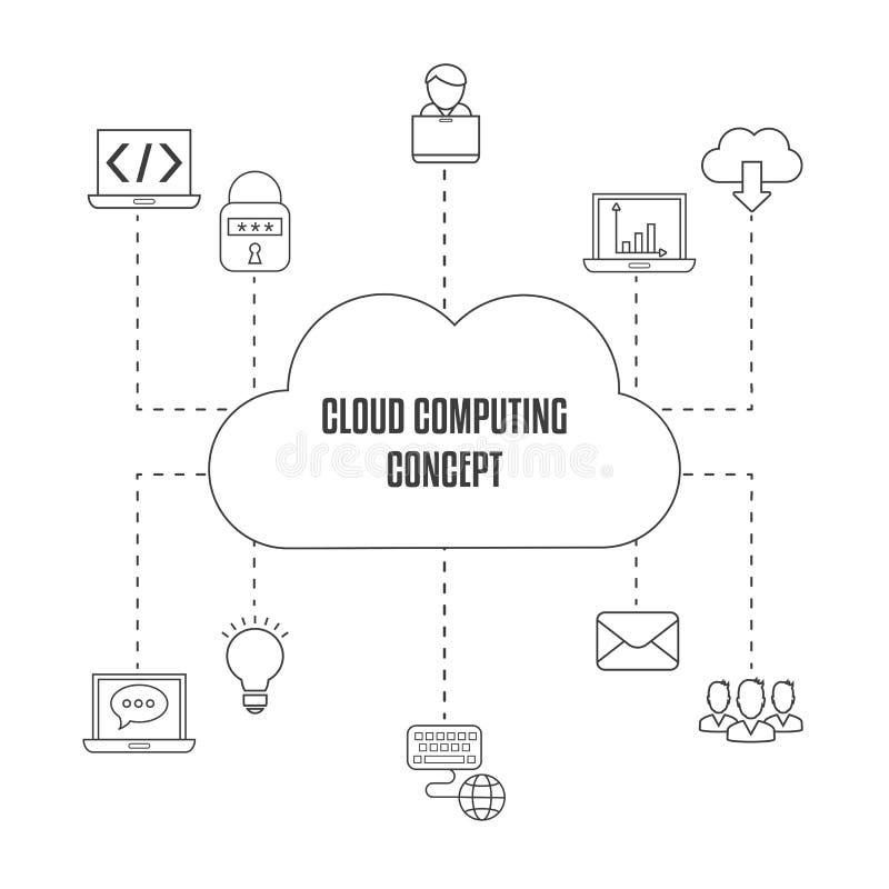 Cloud computing technology stock vector. Illustration of link - 109171330