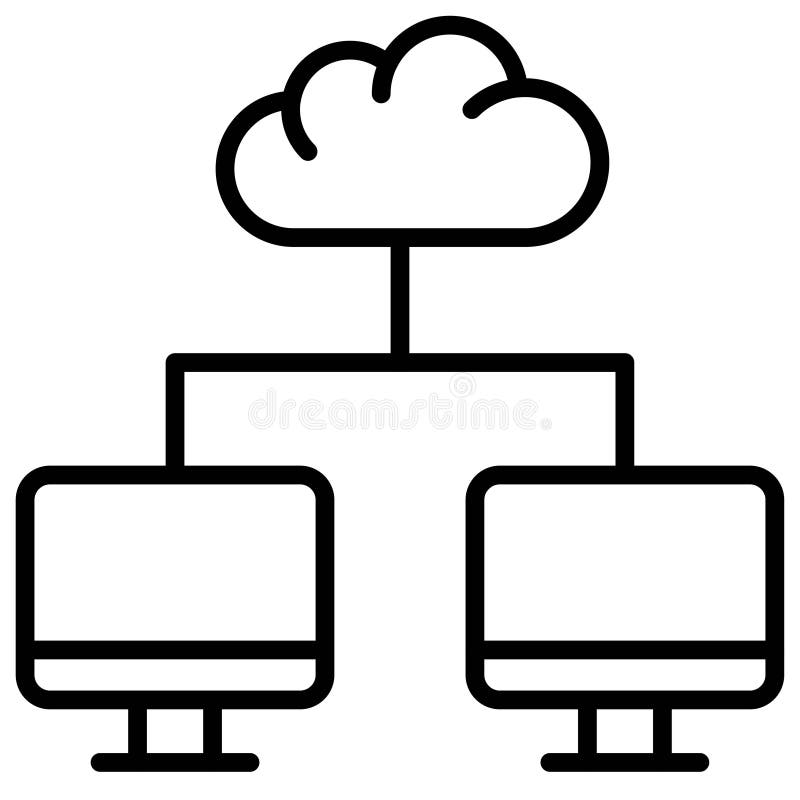 Cloud Computing, Telecommuting or Remote Work Icon, Vector Illustration ...