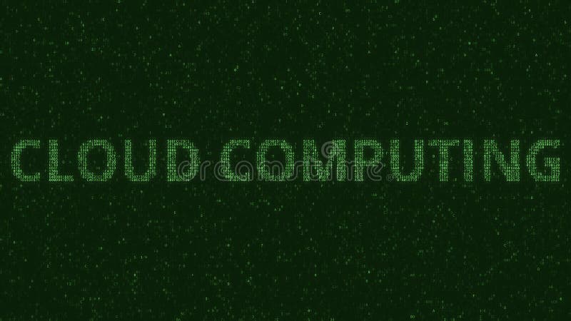 CLOUD COMPUTING Text Consisting of Many Symbols on Computer Monitor. 3d ...