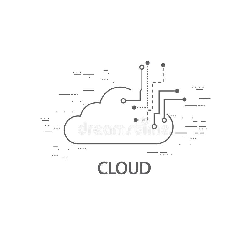 Cloud Computing Thin Flat Design Stock Vector - Illustration of ...