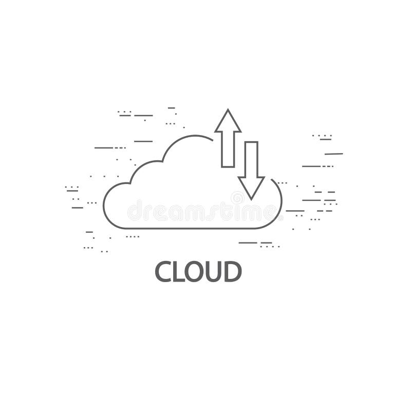 Cloud Computing Thin Flat Design Stock Vector - Illustration of social ...