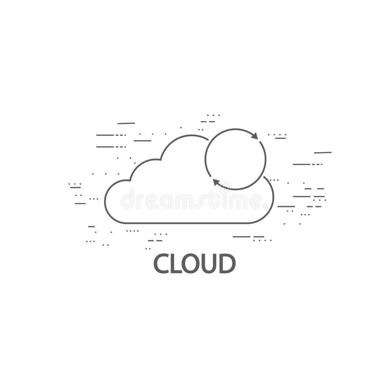 Cloud Computing Thin Flat Design Stock Vector - Illustration of upload ...