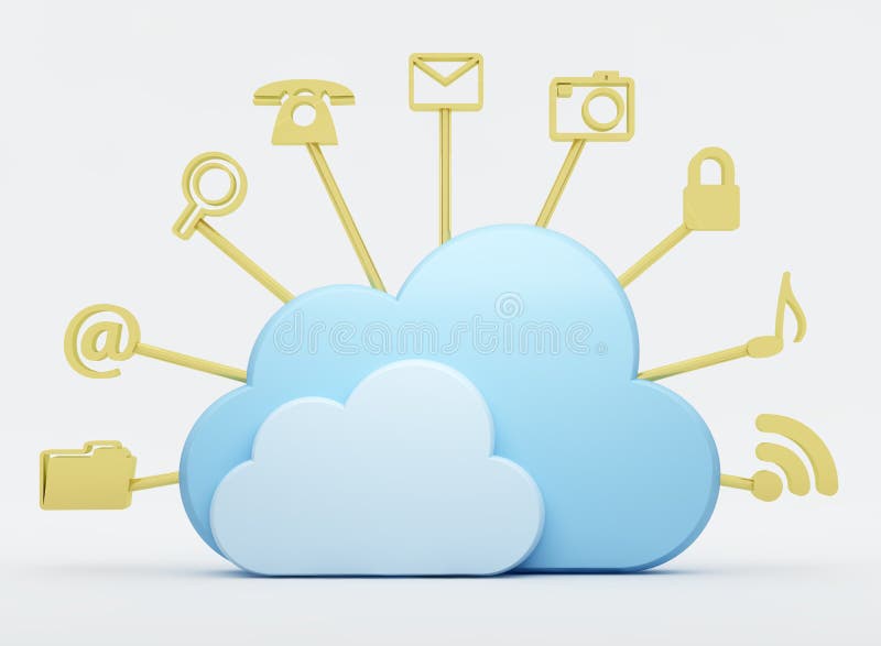 Cloud Computing, Laptop in Front of Cloud Stock Illustration - Illustration of isolated, screen ...
