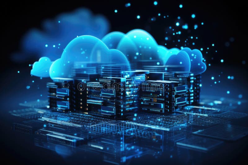 Cloud Computing Transfer Big Data on Internet. Futuristic Digital Technology Stock Illustration ...