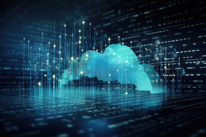 Cloud Computing Transfer Big Data on Internet. Futuristic Digital Technology Stock Photo - Image ...