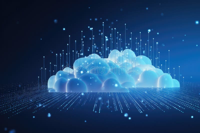 Cloud Computing Transfer Big Data on Internet. Futuristic Digital Technology Stock Image - Image ...