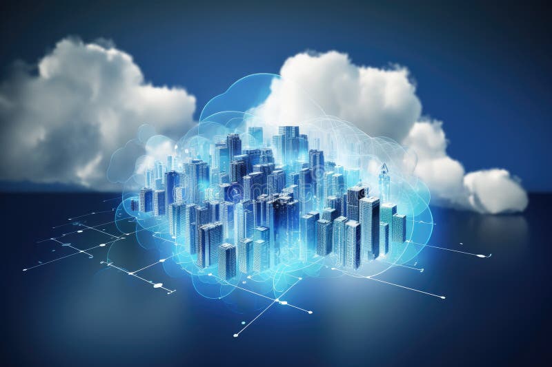Cloud Computing Transfer Big Data on Internet. Futuristic Digital Technology Stock Photo - Image ...