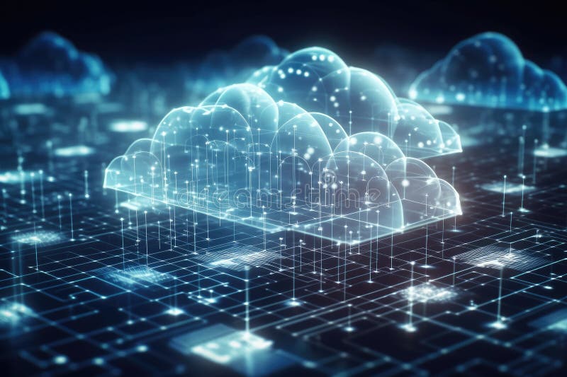 Cloud Computing Transfer Big Data on Internet. Futuristic Digital Technology Stock Image - Image ...