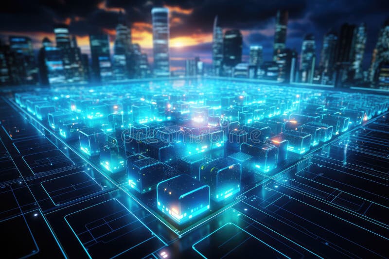 Cloud Computing Transfer Big Data on Internet. Futuristic Digital ...