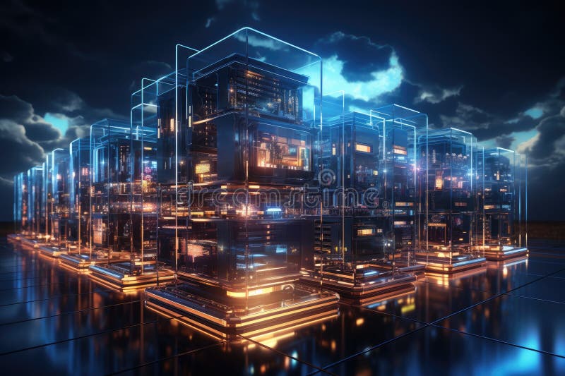 Cloud Computing Transfer Big Data on Internet. Futuristic Digital ...