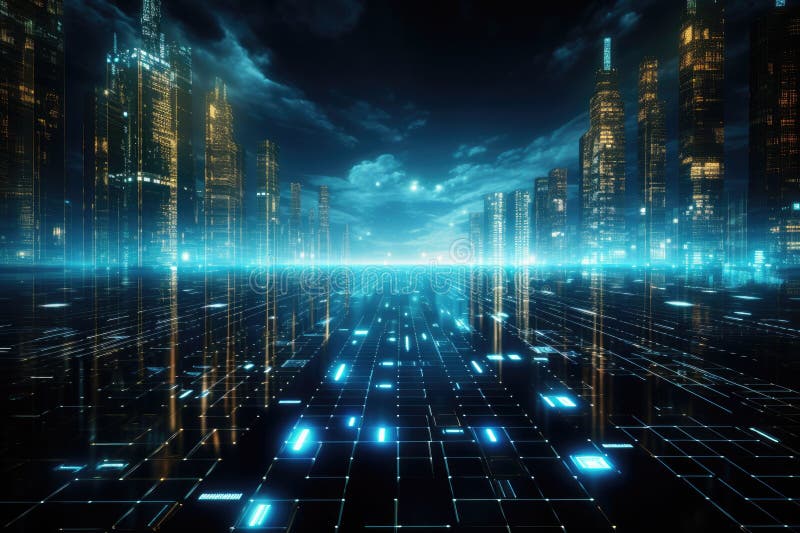 Cloud Computing Transfer Big Data on Internet. Futuristic Digital ...