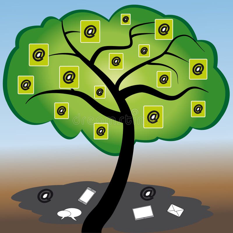 Cloud Computing tree stock illustration. Illustration of mail - 34584067
