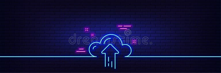 Cloud Computing Upload Line Icon. Internet Data Storage Sign. Neon Light Glow Effect. Vector ...
