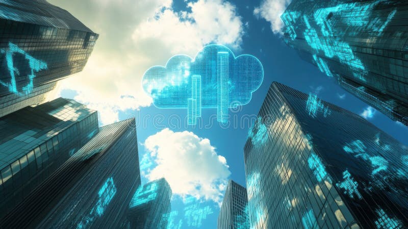 Cloud Computing in Urban Skylines. AI Generated Stock Illustration ...