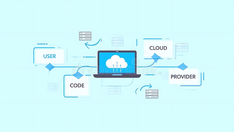 Cloud Computing: User, Code, Provider, and Server Interaction Diagram Stock Illustration ...