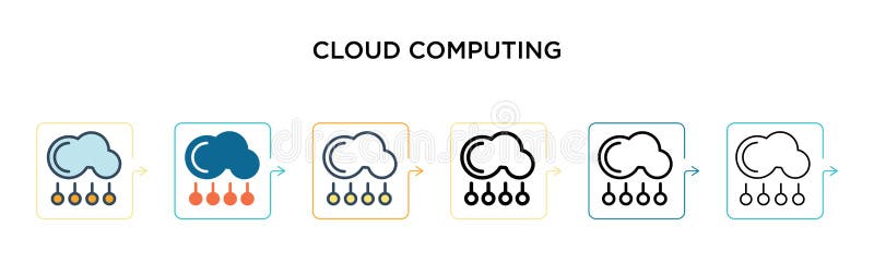 Cloud Computing Vector Icon in 6 Different Modern Styles. Black, Two ...