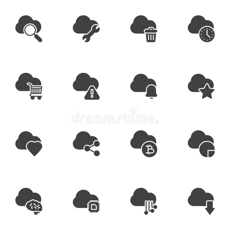 Cloud Computing Vector Icons Set Stock Illustration - Illustration of ...
