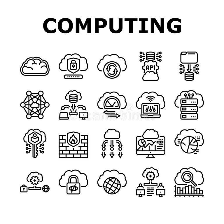 Cloud Computing Virtualization Icons Set Vector Stock Illustration - Illustration of item, icons ...