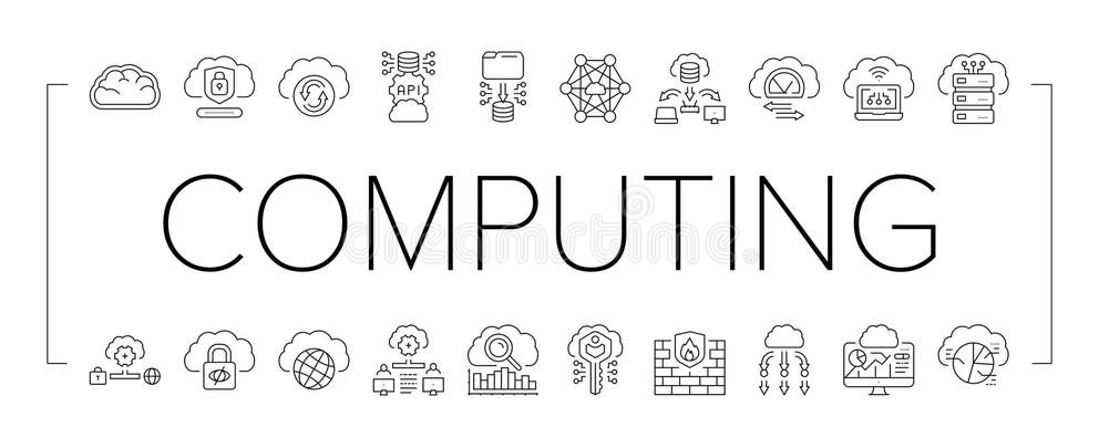 Cloud Computing Virtualization Icons Set Vector Stock Illustration ...