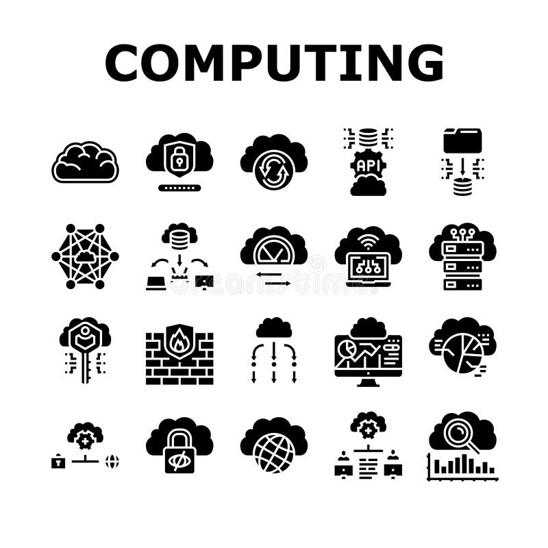 Cloud Computing Virtualization Icons Set Vector Stock Illustration Illustration Of Service