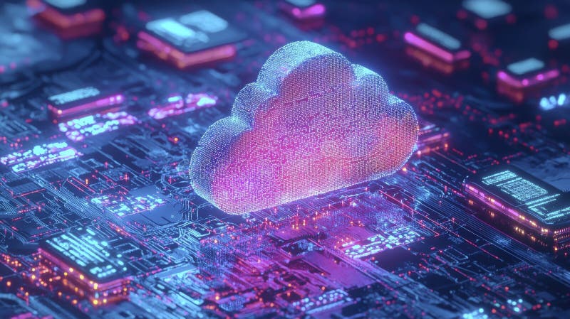 Cloud Computing Visualization Digital Technology Concept Art Futuristic ...