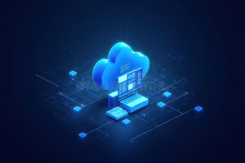 Cloud Computing Visuals Through Vps Enabled Remote Desktop Stock