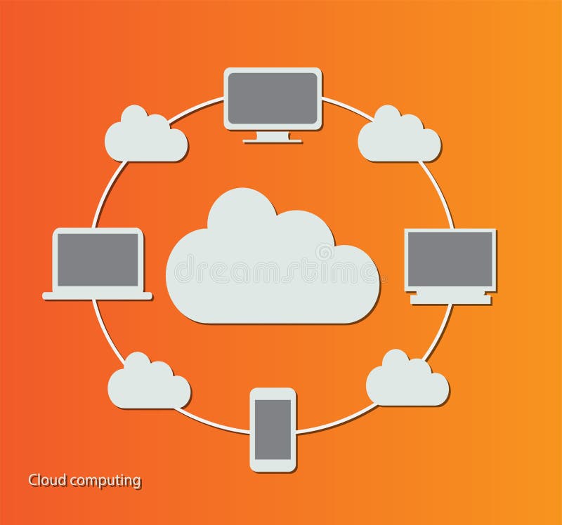 Cloud Computing Concept with World Map Interface Neon Stock Vector - Illustration of circle ...