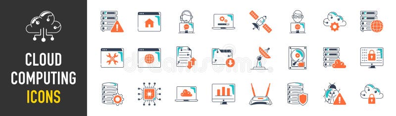 Set Of Cloud Computing Icons Collection Stock Vector Illustration Of Number Font 287252139