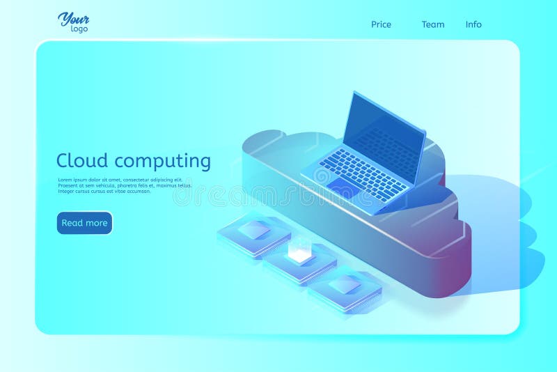 Cloud Computing Web Page Template. Isometric Vector Illustration ...