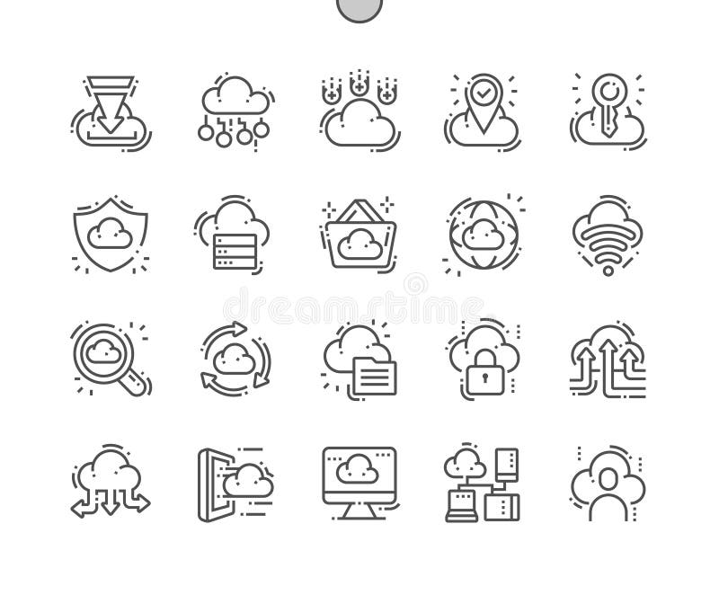 Cloud Computing Well-crafted Pixel Perfect Vector Thin Line Icons Stock ...